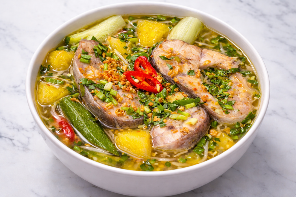 Canh Chua Cá Bông Lau Recipe — Vietnamese Sour Catfish Soup - NOMS by NANCY